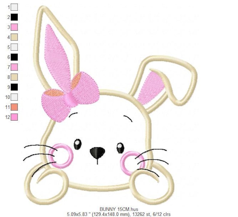 Bunny Face Embroidery Design Rabbit Embroidery Designs - Etsy