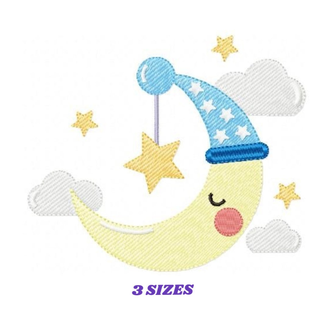 Sleeping Moon Embroidery Design Half Moon Embroidery Design Machine ...