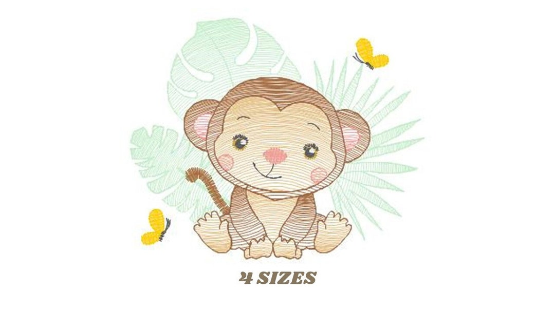 Safari Embroidery Designs - Monkey Embroidery Design Machine Embroidery ...