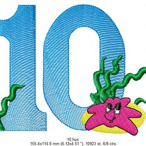Birthday Numbers Embroidery Designs Set - Numbers With Sea Animals ...