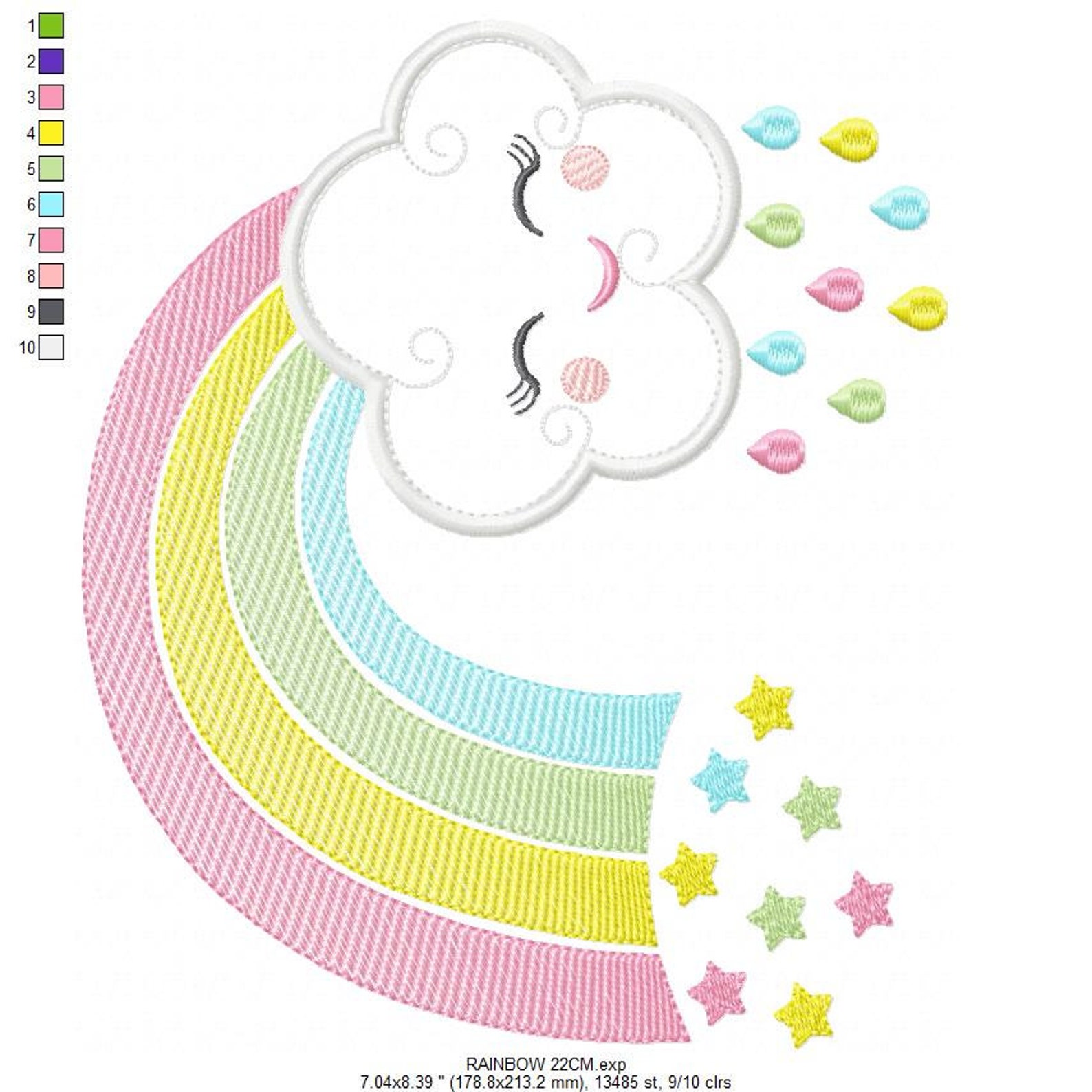 Cloud Embroidery Design Rainbow Embroidery Design Machine - Etsy