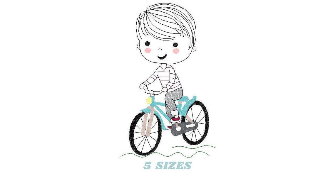 Boy With Bike Embroidery Designs Baby Boy Embroidery Design | Etsy