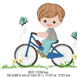 Boy With Bike Embroidery Designs - Baby Boy With Bicycle Machine ...