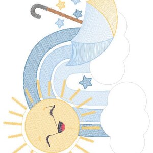 Rainbow Embroidery Design Sun and Cloud Embroidery Design Machine ...
