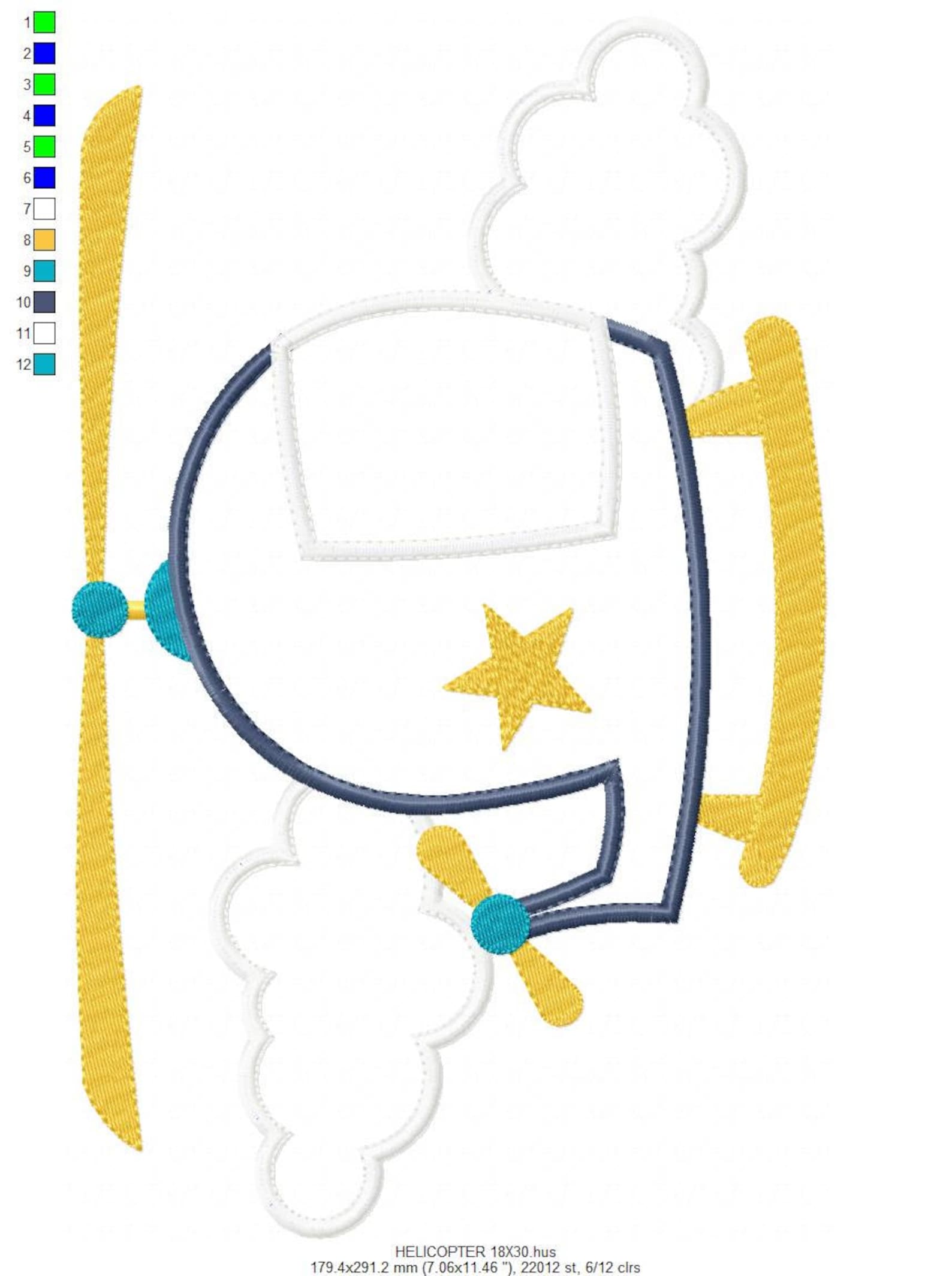 Helicopter Embroidery Designs Chopper Embroidery Design | Etsy