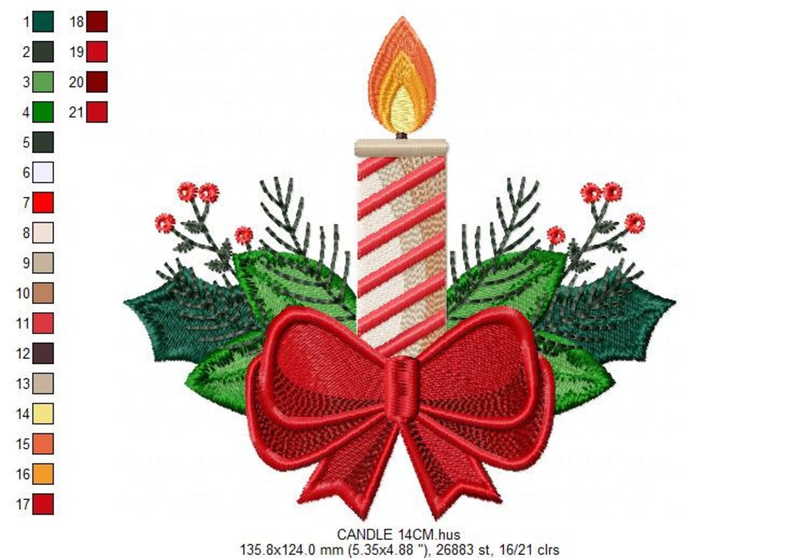 Candle Embroidery Designs - Christmas Decoration Embroidery Design ...