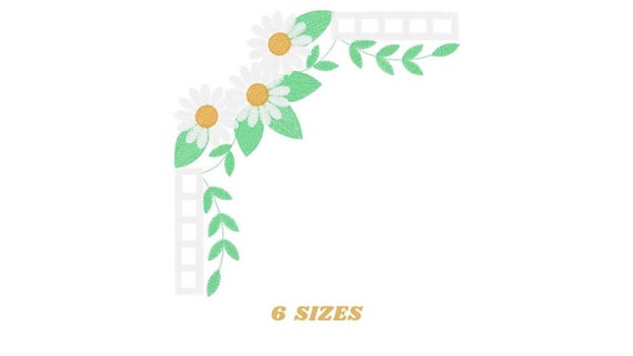 Daisies Corner Embroidery Designs Daisy Embroidery Design - Etsy