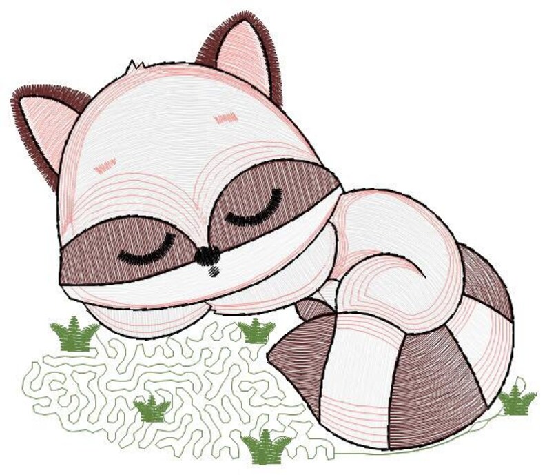 Sleeping Raccoon Embroidery Designs Animal Embroidery Design - Etsy