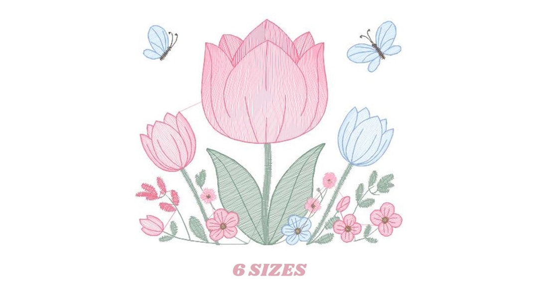 Tulip Embroidery Designs - Flower Embroidery Design Machine Embroidery ...