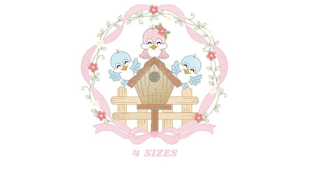 Bird Embroidery Designs Birdhouse Embroidery Design Machine Embroidery ...