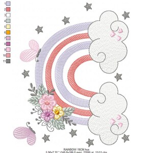 Rainbow Embroidery Design - Rainbow With Clouds Embroidery Designs ...