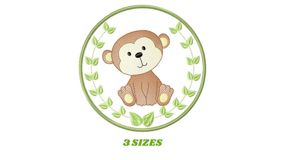 Monkey Embroidery Designs - Safari Animal Frame Embroidery Design ...