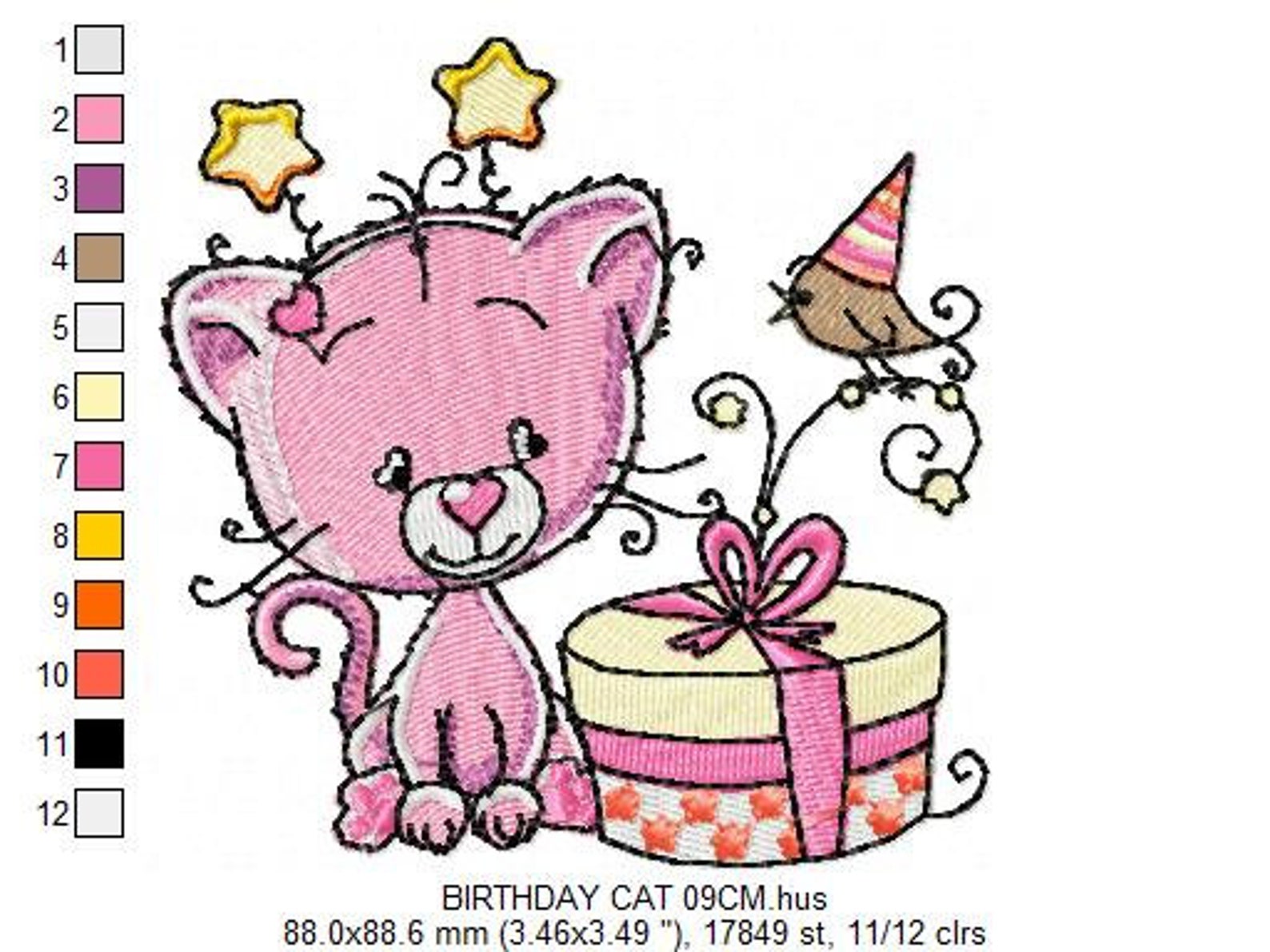 Cat Embroidery Design Birthday Embroidery Designs Machine - Etsy