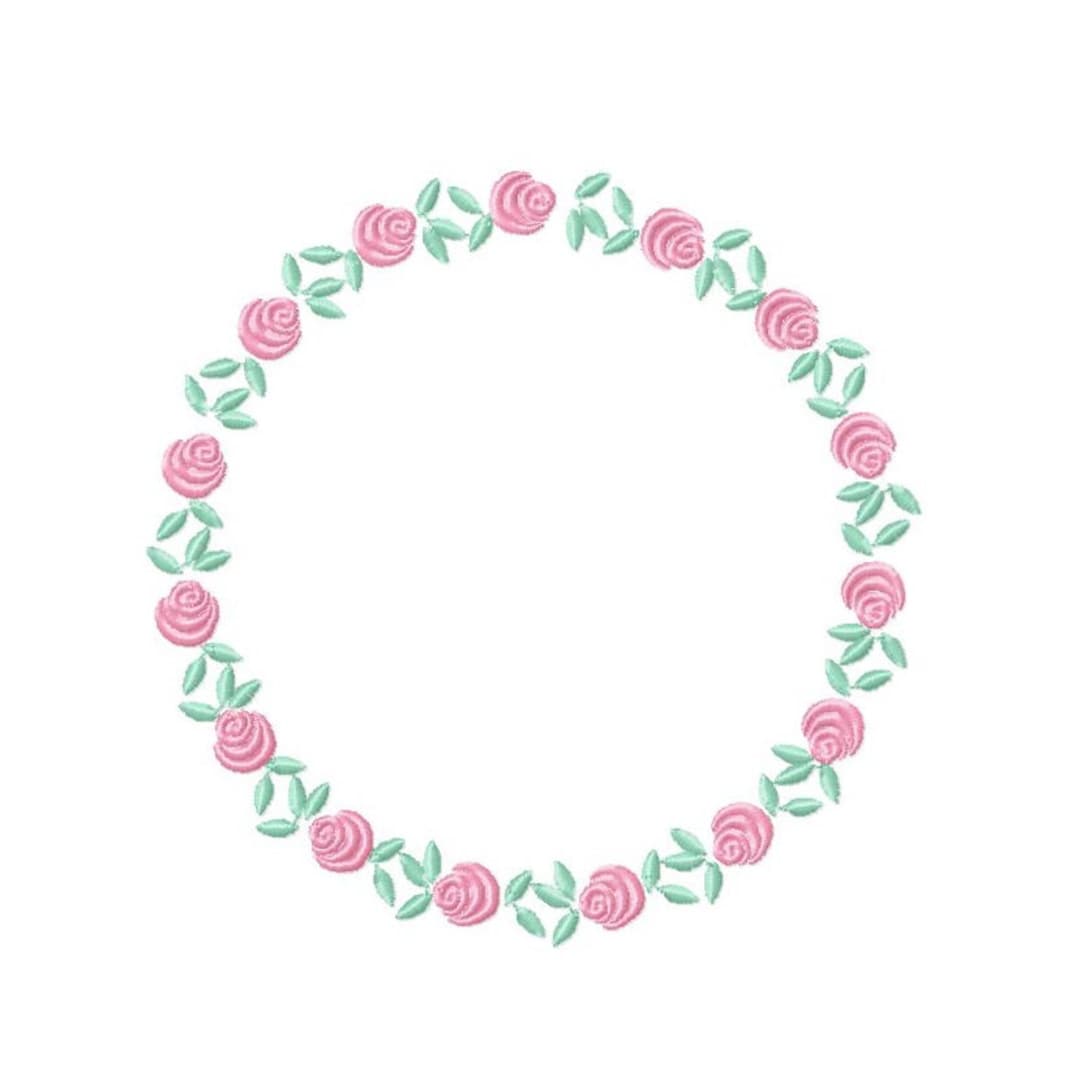 Roses Round Frame Embroidery Designs - Flower Frame Wreath Machine ...