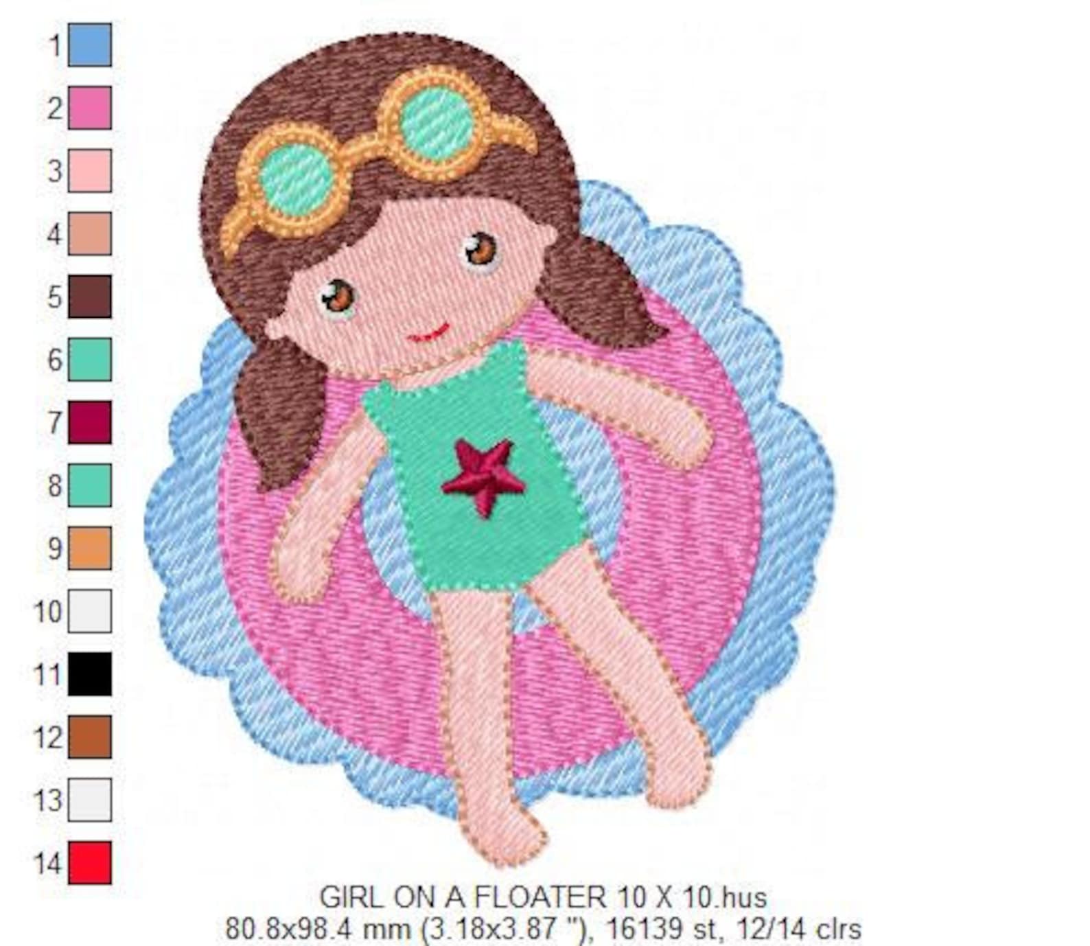 Swimmer Embroidery Designs - Baby Girl Embroidery Design Machine ...