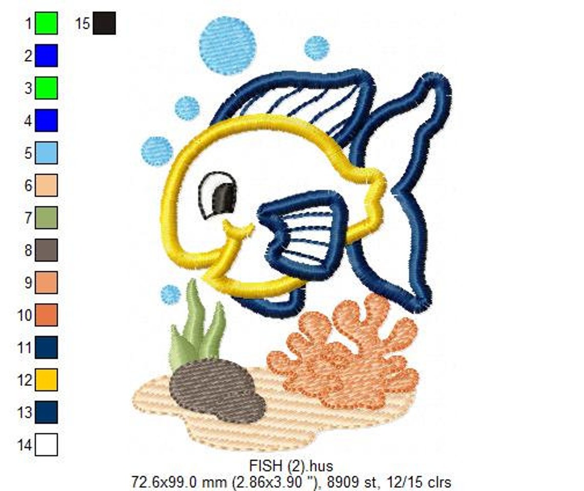 Golden Fish Embroidery Designs Aquarium Embroidery Design - Etsy