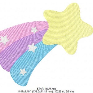 Falling Star Embroidery Designs Star With Rainbow Embroidery Design ...