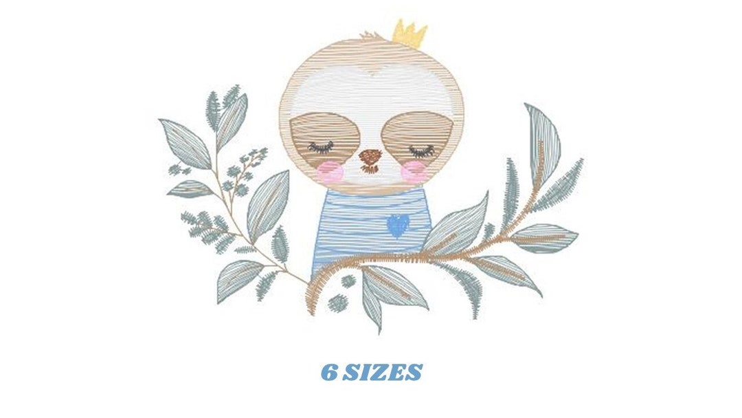 Sloth Embroidery Designs Baby Boy Embroidery Design Machine Embroidery ...