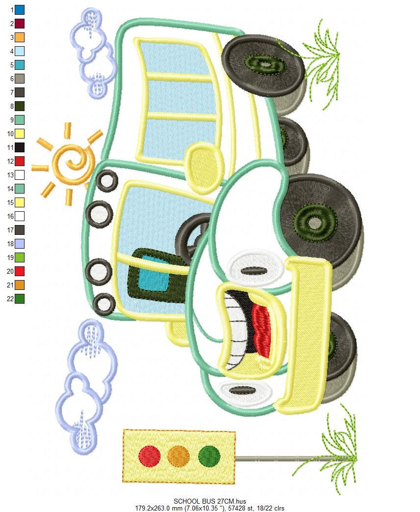 School Bus Embroidery Designs Bus Embroidery Design Machine | Etsy UK