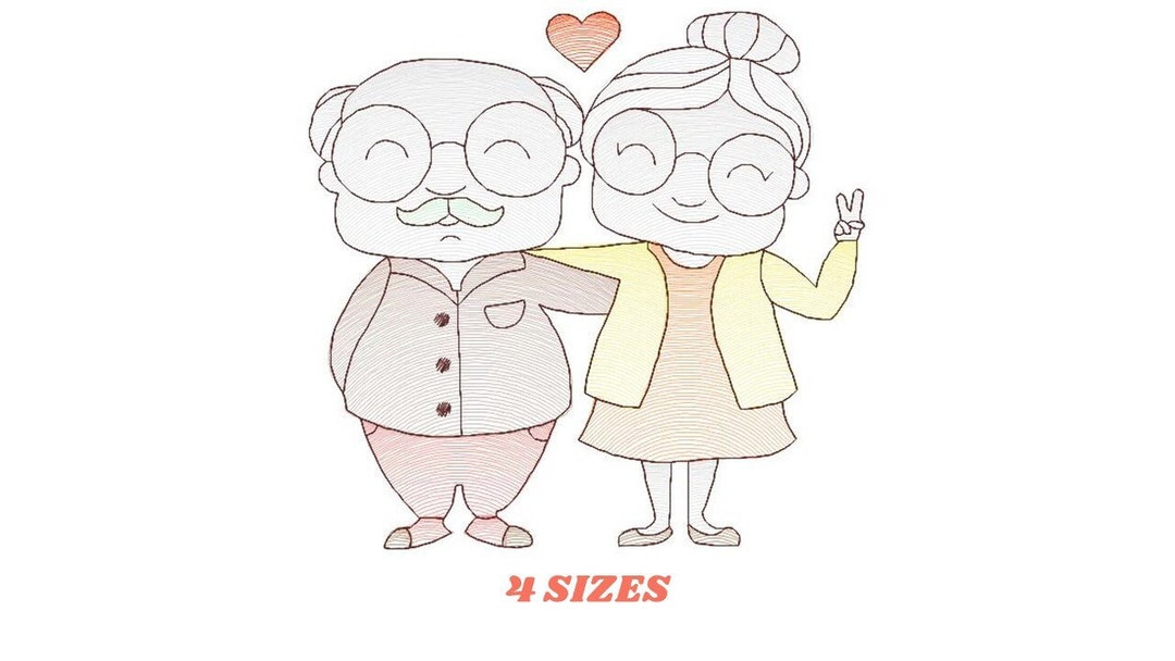 Grandparents Embroidery Designs - Love Old Couple Machine Embroidery ...