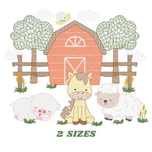 Barn Animals Embroidery Design - Farm Fence Embroidery Designs Machine ...