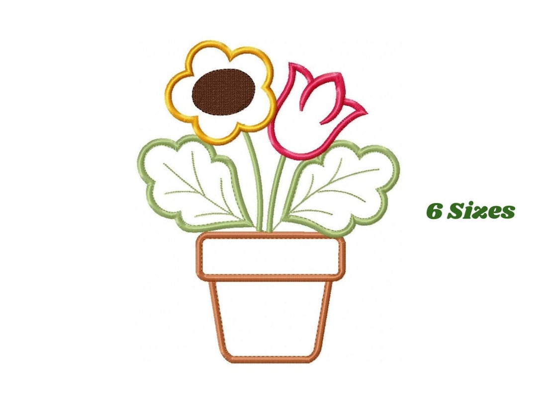 Flowers Pot Embroidery Designs Flower Vase Embroidery Design Machine ...