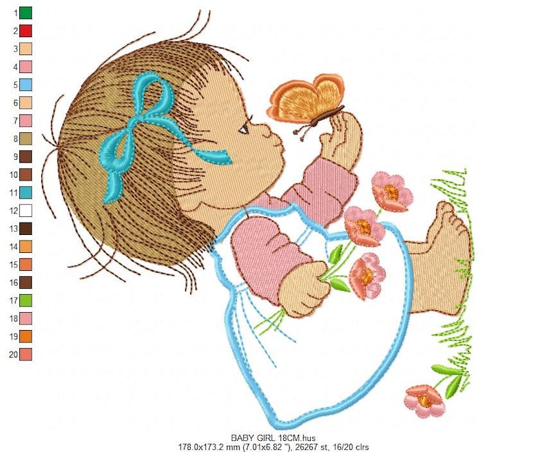 Baby girl embroidery designs Toddler embroidery design | Etsy