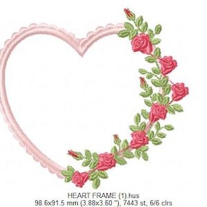 Heart With Roses Embroidery Designs - Flower Embroidery Design Machine ...