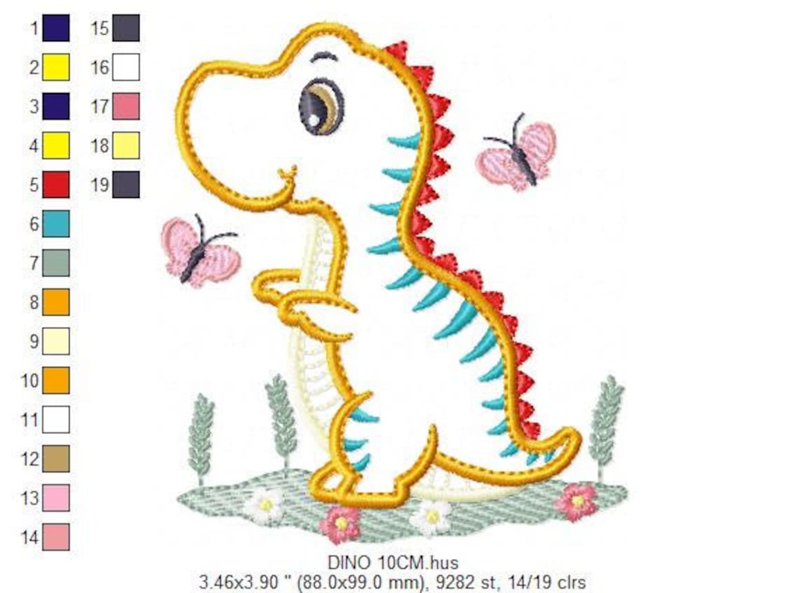 Dinosaur Embroidery Designs Dino Embroidery Design Machine - Etsy