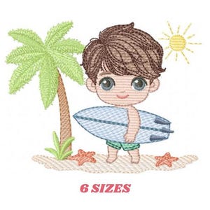 Surfer Boy Embroidery Designs - Beach Swimmer Embroidery Design Machine ...