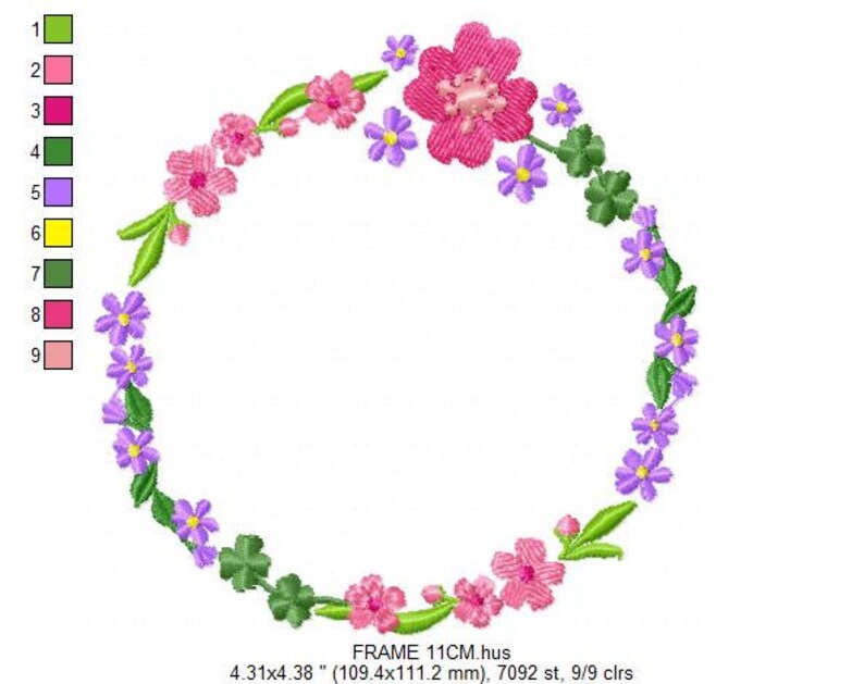 Floral Monogram Frame Embroidery Designs Flower Embroidery - Etsy