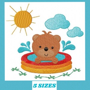 Bear Embroidery Designs Swimming Pool Embroidery Design | Etsy