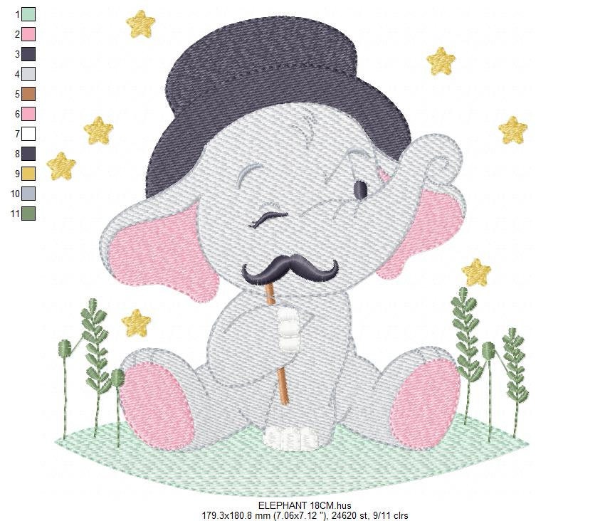 Elephant Embroidery Designs Animal Embroidery Design Machine - Etsy