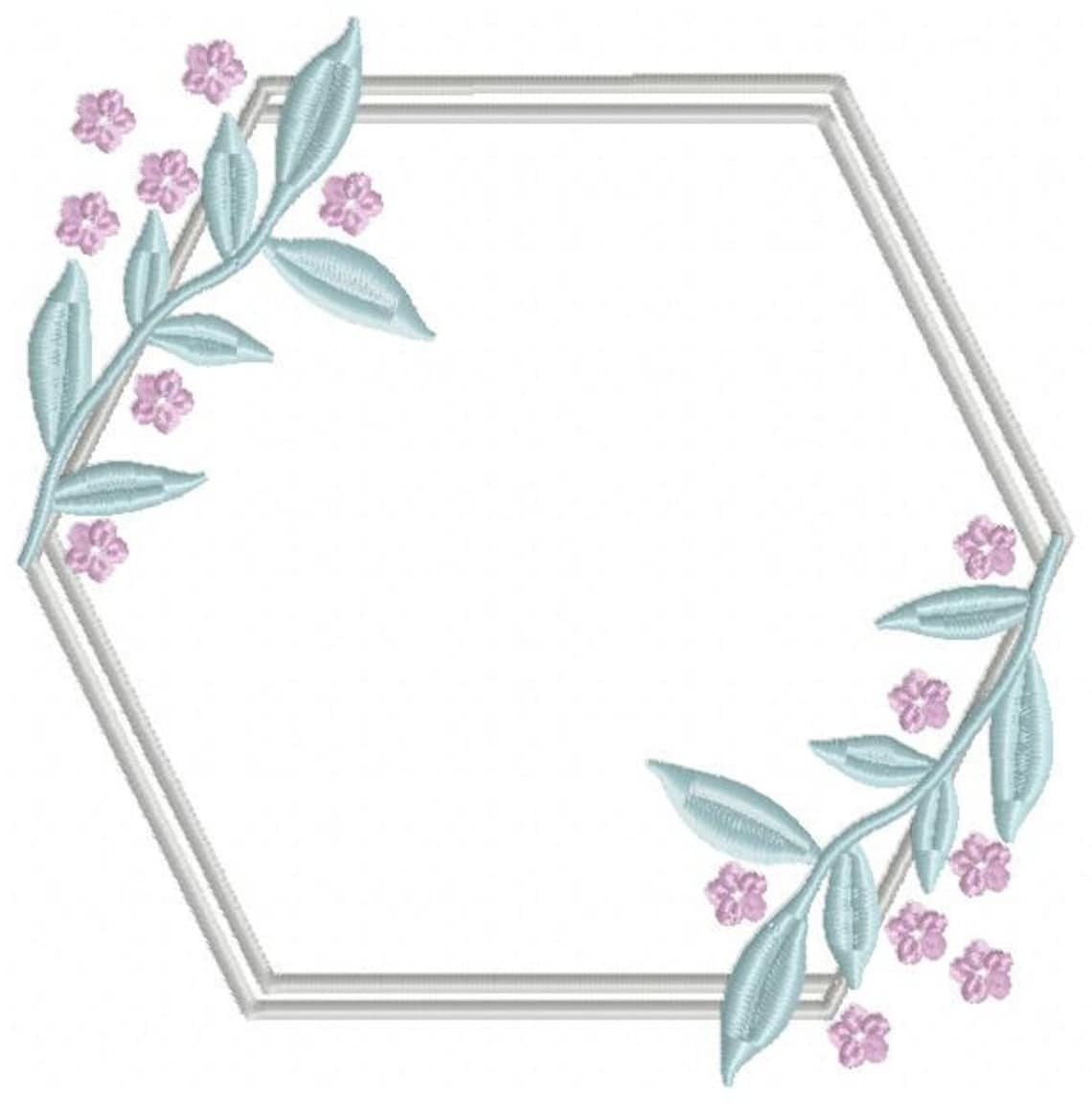 Monogram Frame Embroidery Designs Flower Embroidery Design | Etsy