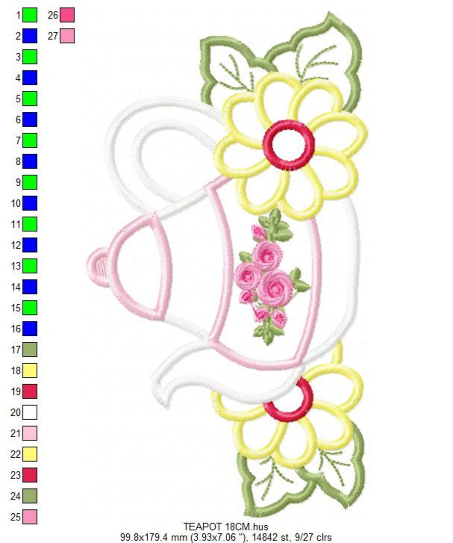 Teapot Embroidery Design Flowers Embroidery Designs Machine - Etsy