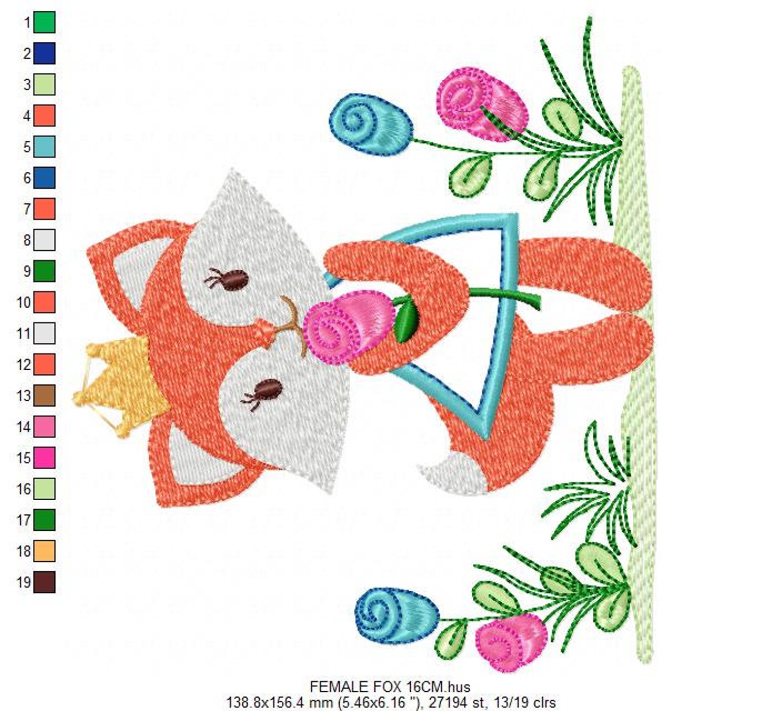 Fox Embroidery Designs Red Fox Embroidery Design Machine | Etsy