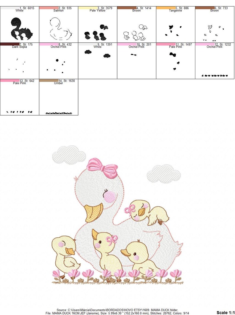 Mama Duck Embroidery Design Baby Girl Embroidery Designs | Etsy