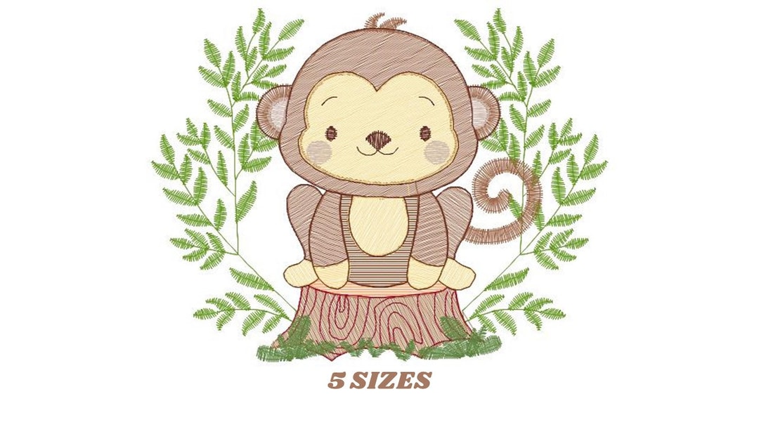 Monkey Embroidery Designs - Safari Embroidery Design Machine Embroidery ...