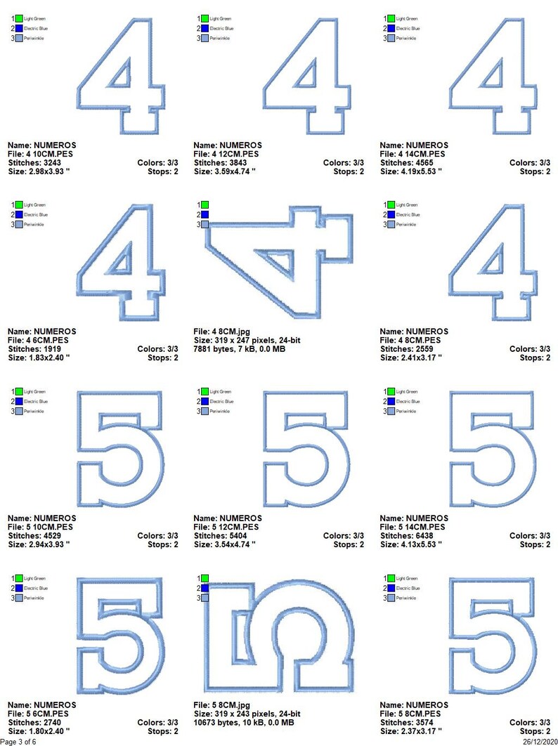 Numbers Embroidery Designs Set Number Applique Design - Etsy