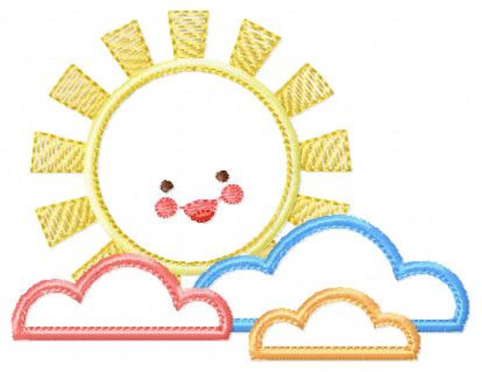 Sun With Clouds Embroidery Design Sun Embroidery Designs | Etsy