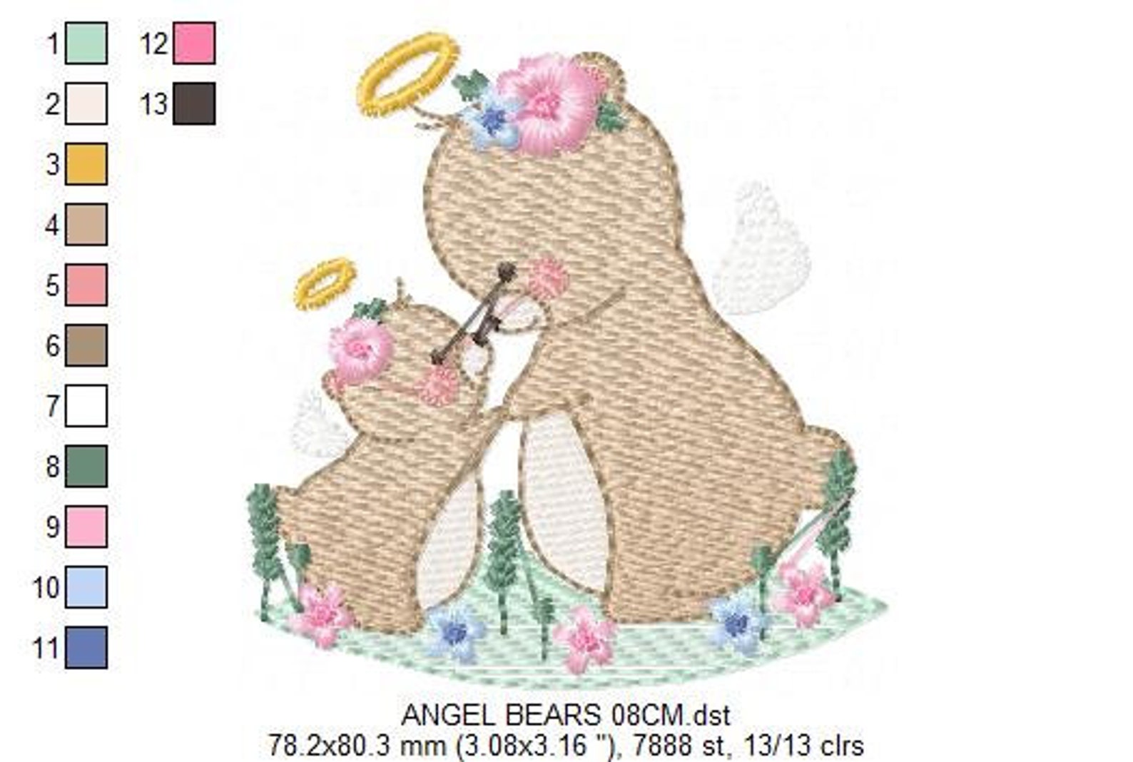 Angel Embroidery Designs Teddy Bear Embroidery Design - Etsy