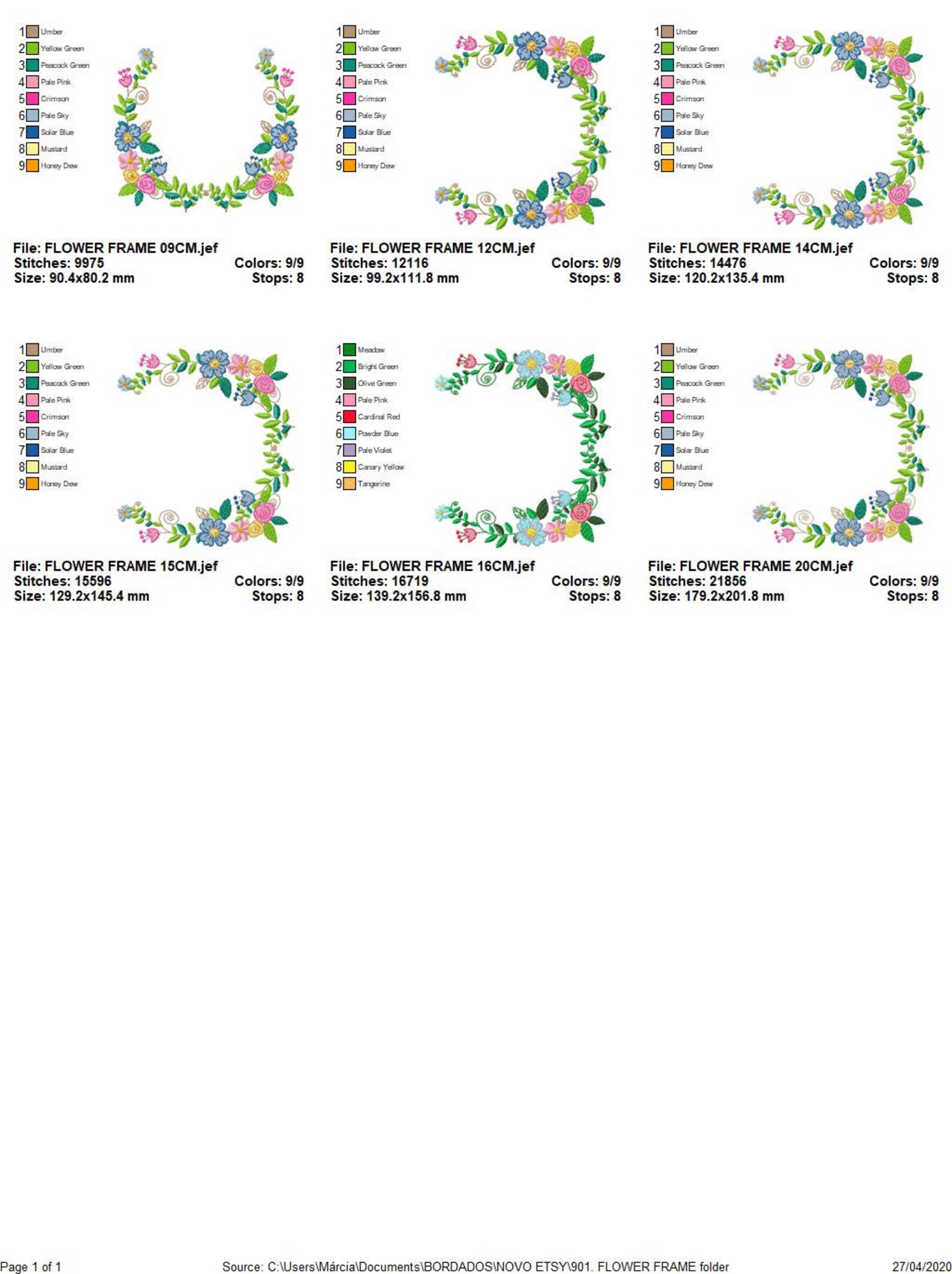 Monogram Frame Embroidery Designs Flower Embroidery Design - Etsy
