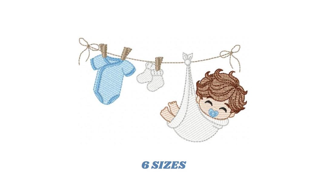 Baby Boy With Clothes Line Embroidery Designs - Newborn Machine ...