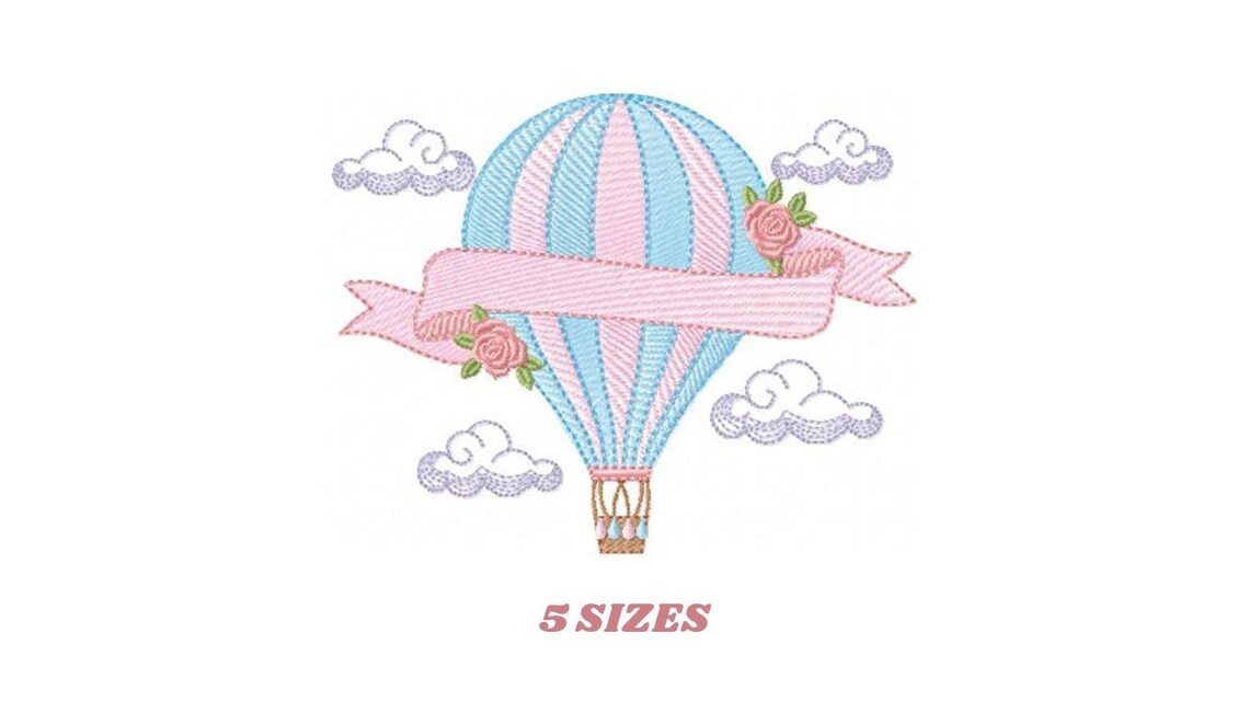 Balloon Embroidery Designs Hot Air Balloon Embroidery Design - Etsy
