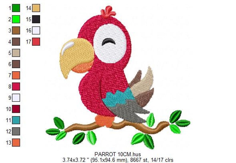 Parrot Embroidery Designs Bird Embroidery Design Machine - Etsy