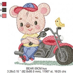 Bear With Bike Embroidery Designs Bear Embroidery Design - Etsy