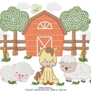 Barn Animals Embroidery Design - Farm Fence Embroidery Designs Machine ...