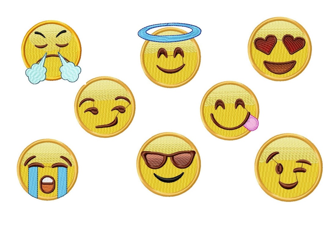Emoji Embroidery Design Set - Emoticons Machine Embroidery Designs ...