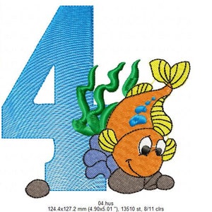 Birthday Numbers Embroidery Designs Set - Numbers With Sea Animals ...