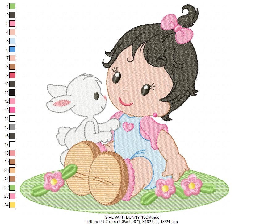 Baby girl embroidery designs Toddler embroidery design | Etsy